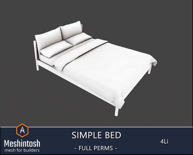 Second Life Marketplace - Meshintosh - Simple Bed - Full Perm